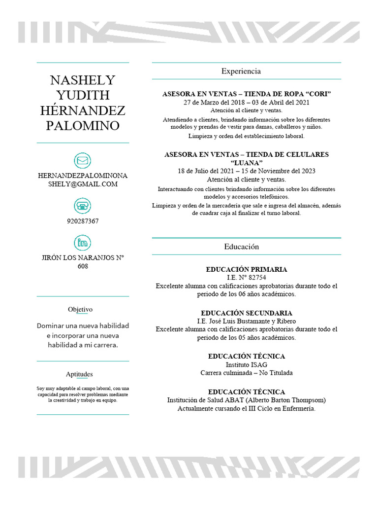 CV - Nashely Yudith Hernandez Palomino | PDF