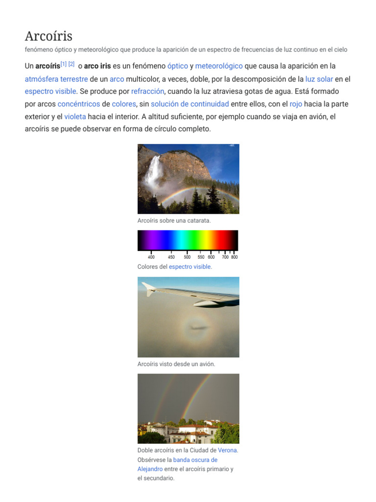 Arcoíris - Wikipedia, La Enciclopedia Libre | PDF | Arco iris | Ligero