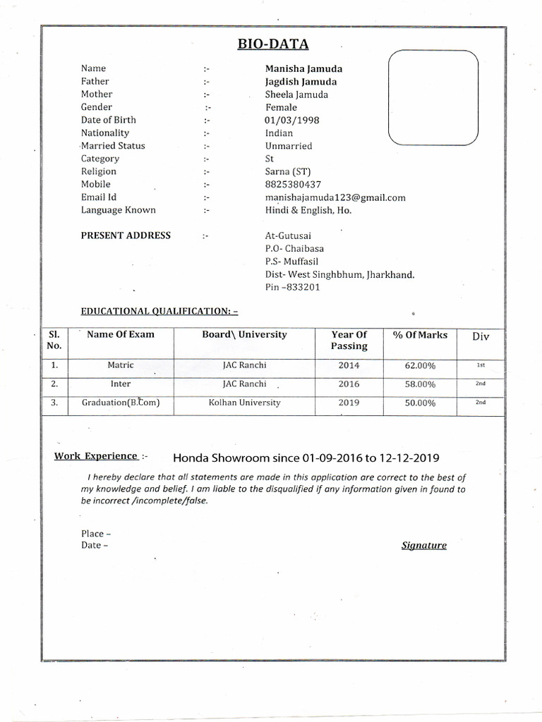 Bio Data PDF | PDF
