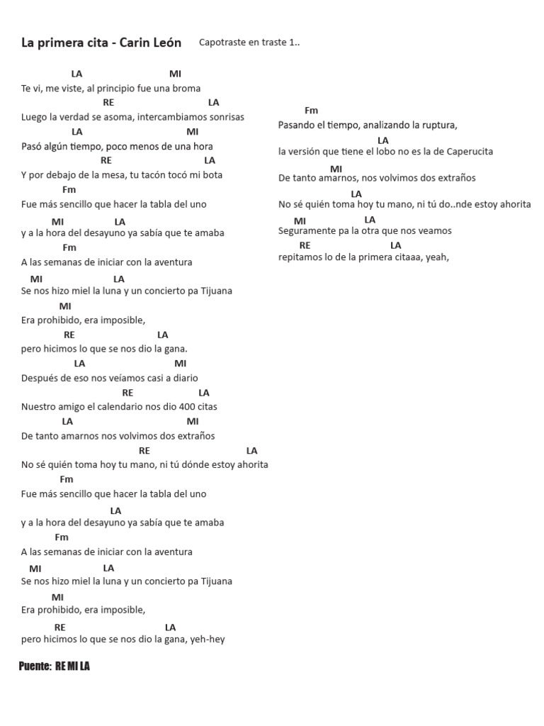 La Primera Cita - Carin León | PDF