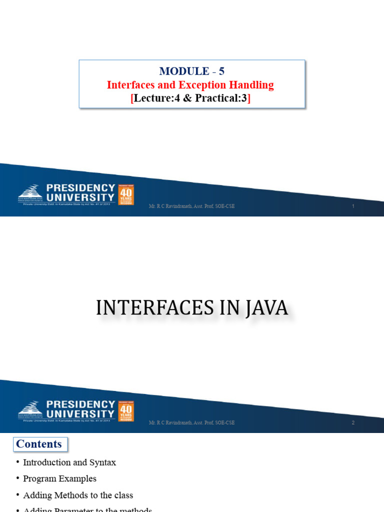 Java Interfaces and Exception Handling Guide | PDF | Class (Computer Programming) | Method ...