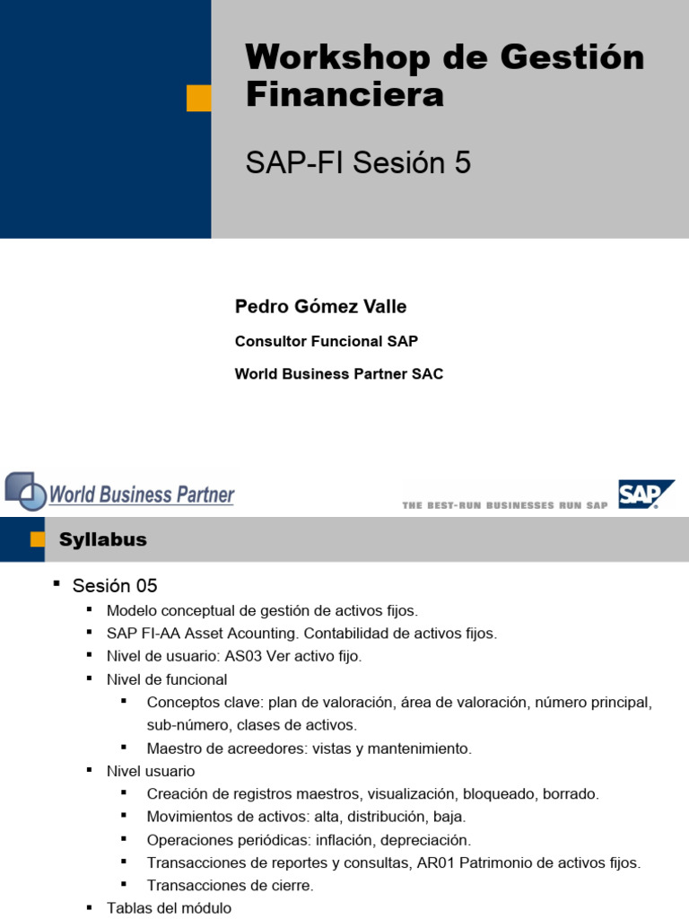 WBP Workshop SAP FI Sesión 5 | PDF | Contabilidad | Economias