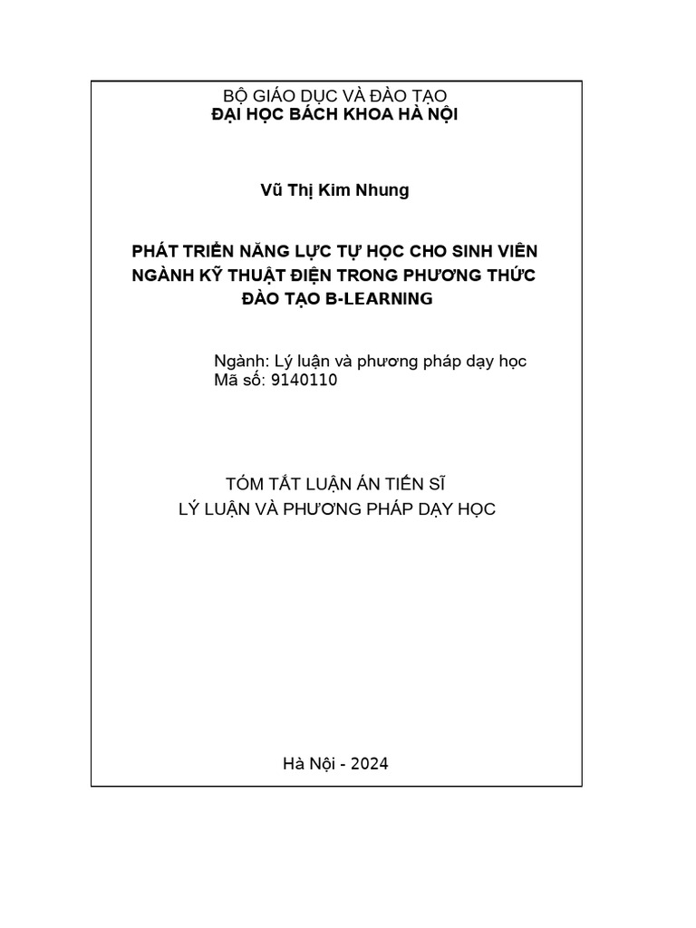 Phat Trien Nang Luc Tu Hoc Cho Sinh Vien Nganh Ky Thuat Dien Trong Phuong Thuc Dao Tao B ...