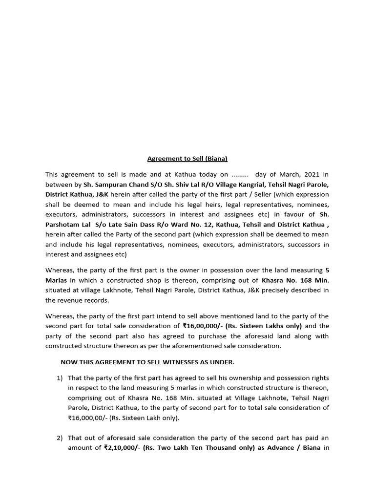 Sampurn Chand | PDF | Civil Law (Common Law) | Property Law