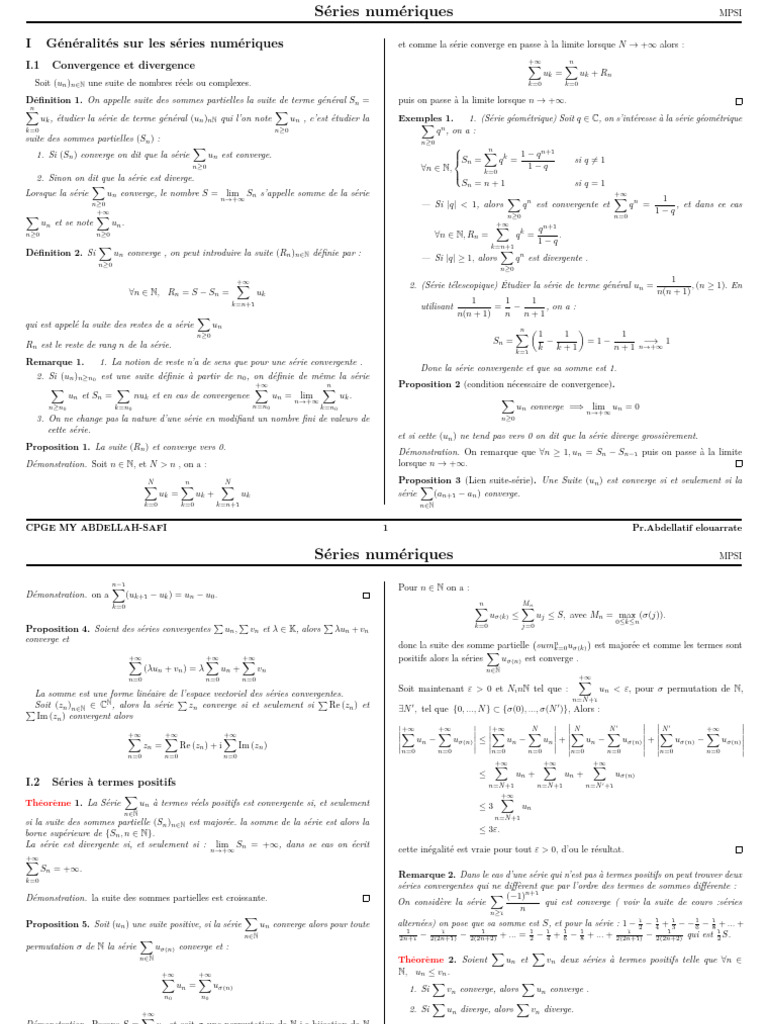 Séries | PDF | Limite (mathématiques) | Série (mathématiques)