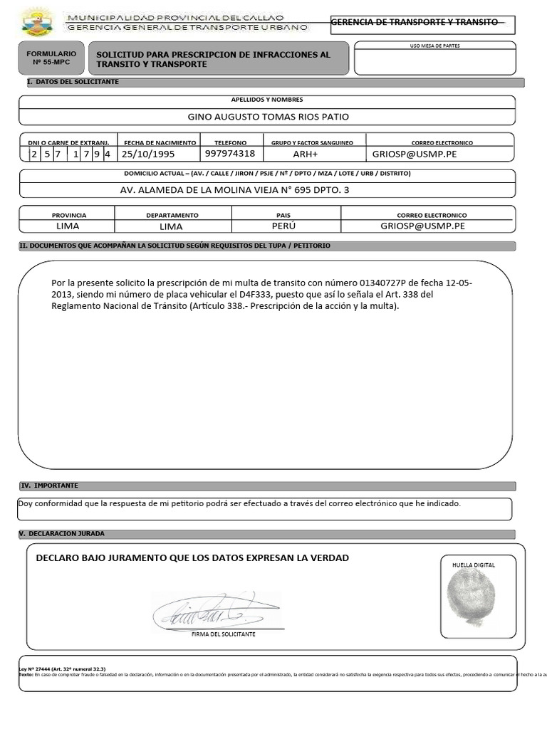 Formulario-55 | PDF | Documento de identidad | Gobierno