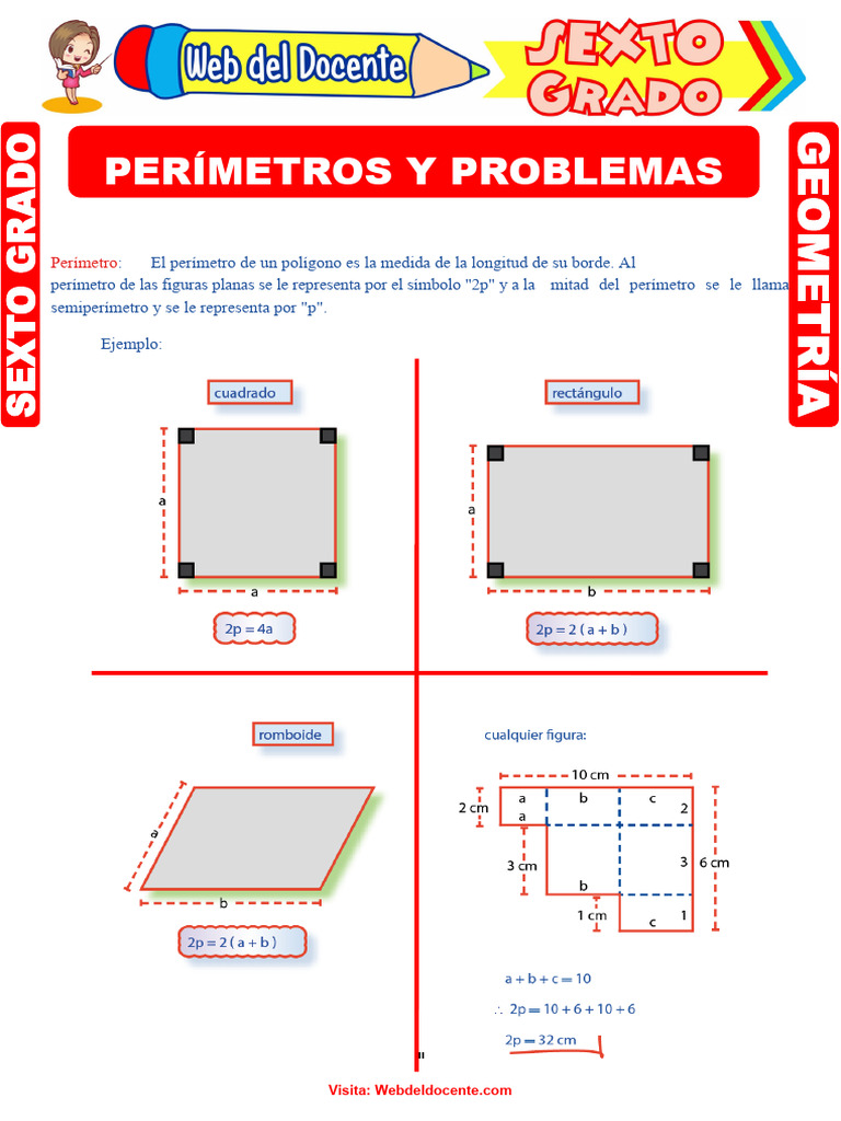 Perímetros y Problemas Con Áreas para Sexto Grado de Primaria Ok | PDF ...