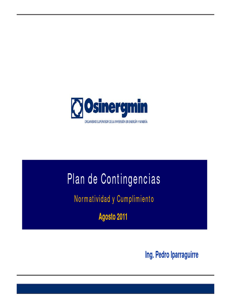 Plan de Contingencia - PPTX Osinergmin | PDF