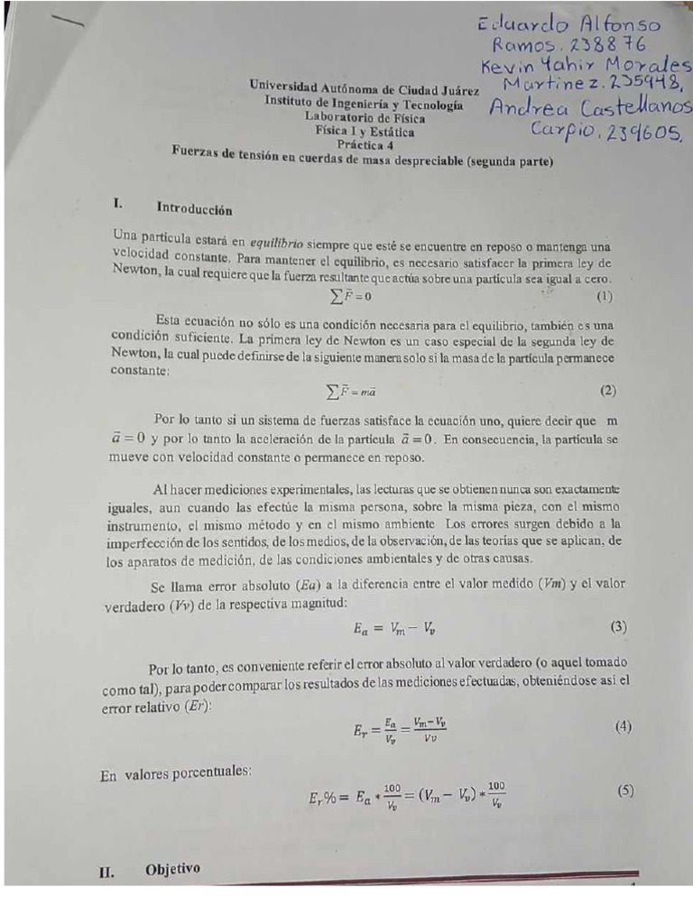 Practica 4 - Fisica 1. | PDF