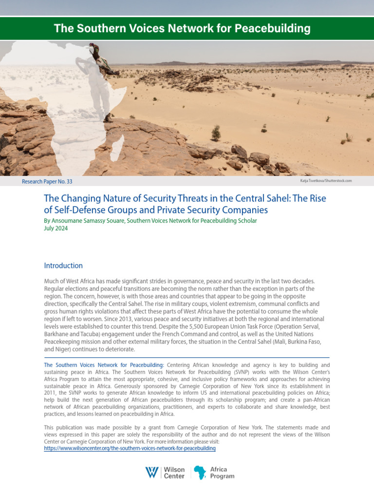 The Changing Nature of Security Threats in The Central Sahel: The Rise of Self-Defense Groups ...