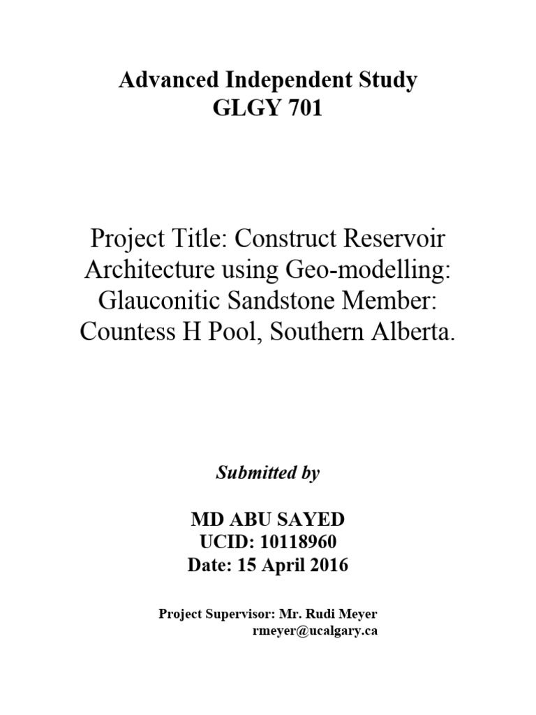 Construct Reservoir Architecture using Geo-modelling: Glauconitic ... Construct Reservoir Architecture using Geo-modelling: Glauconitic ...
