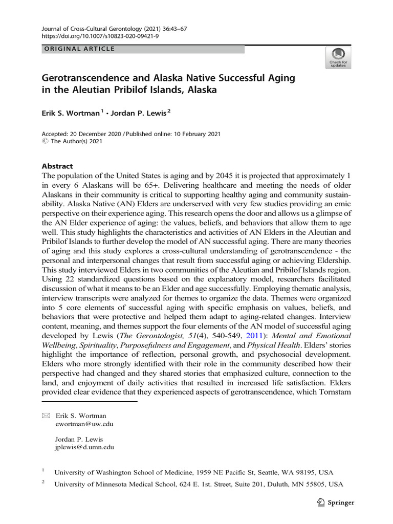 Alaska Native Elders and Successful Aging | PDF | Psychological Trauma ...