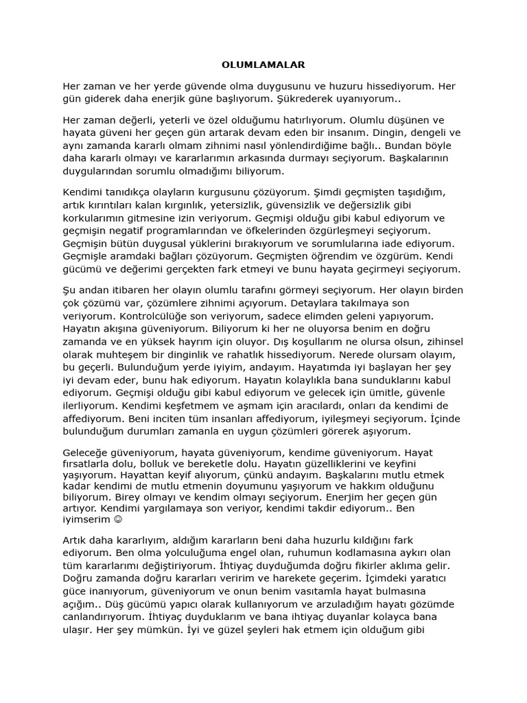 Nurcan Misimi Olumlamalar | PDF