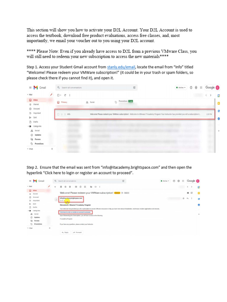 How To Access D2L 2.0 | PDF | Gmail | Information Technology