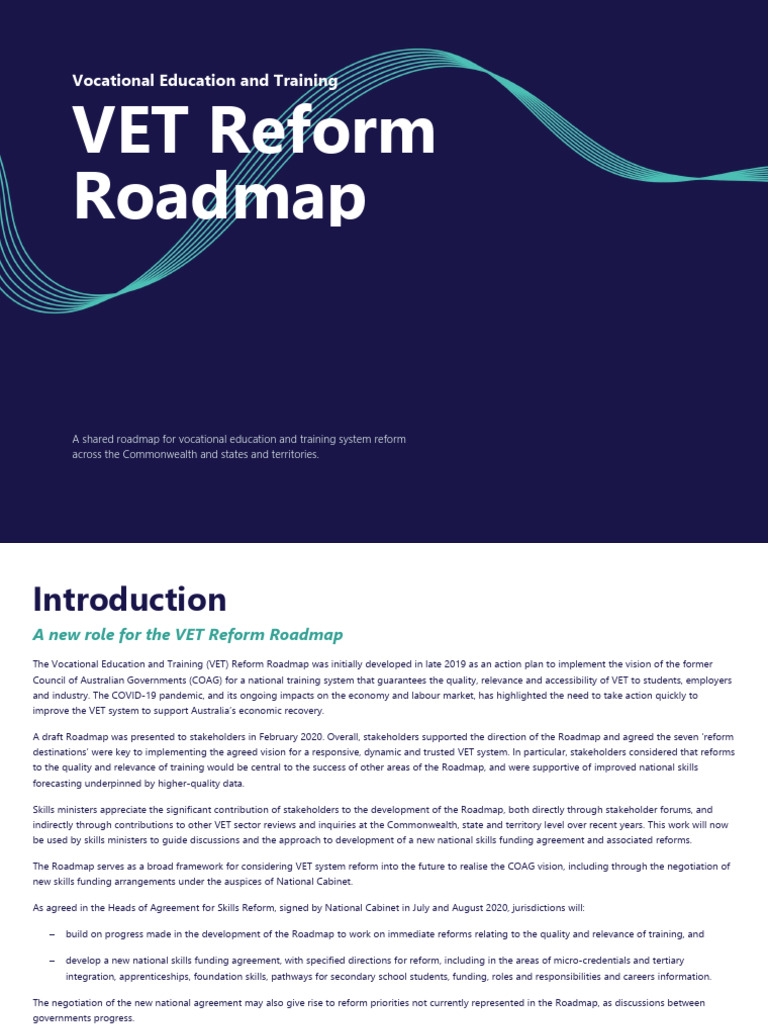 VET Reform Roadmap for Australia 2021 | PDF | Vocational Education ...