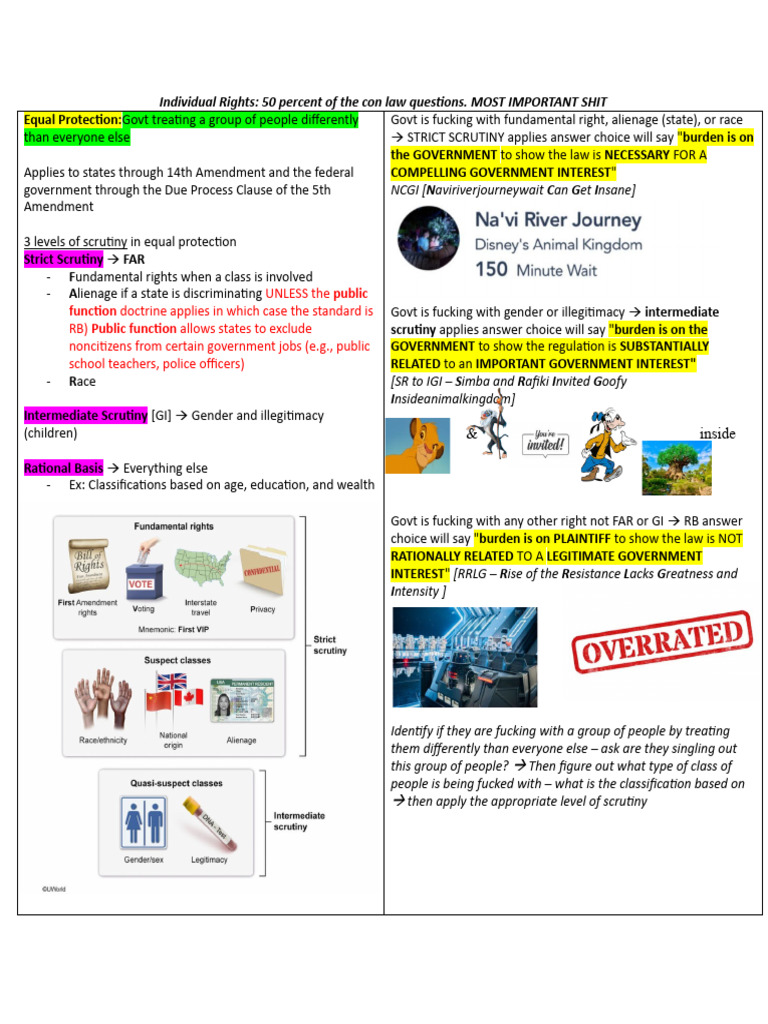 issue spotting chart | PDF | Rational Basis Review | Due Process Clause