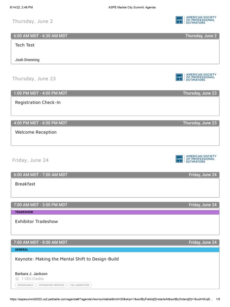 ASPE Marble City Summit - Agenda | PDF | Business | Economies