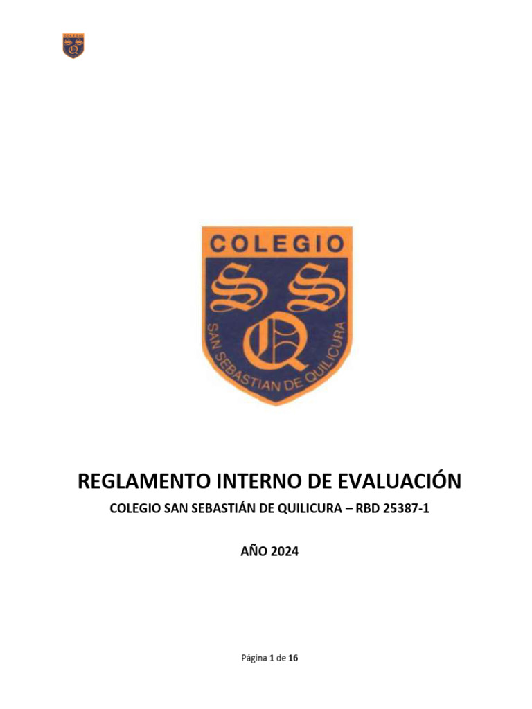 Reglamento Evaluacion SSQ 2024 2.0 | PDF | Evaluación | Educación de la primera infancia