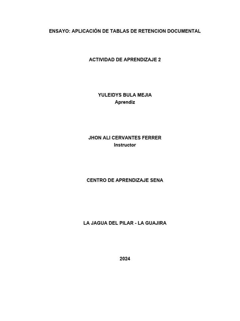 Ensayo-Aplicacion-de-Tablas-de-Retencion-Documental Yuleidys Bula | PDF ...