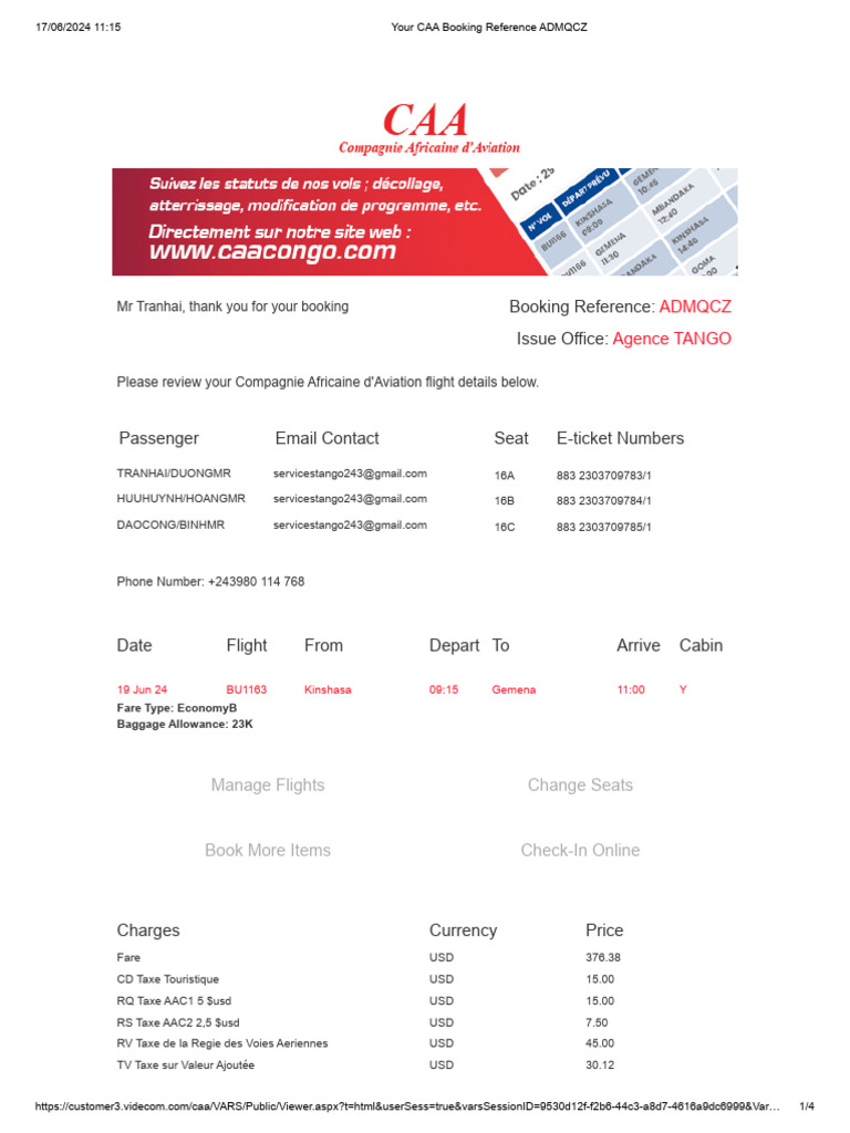 Your CAA Booking Reference ADMQCZ | Download Free PDF | Airlines | Aviation