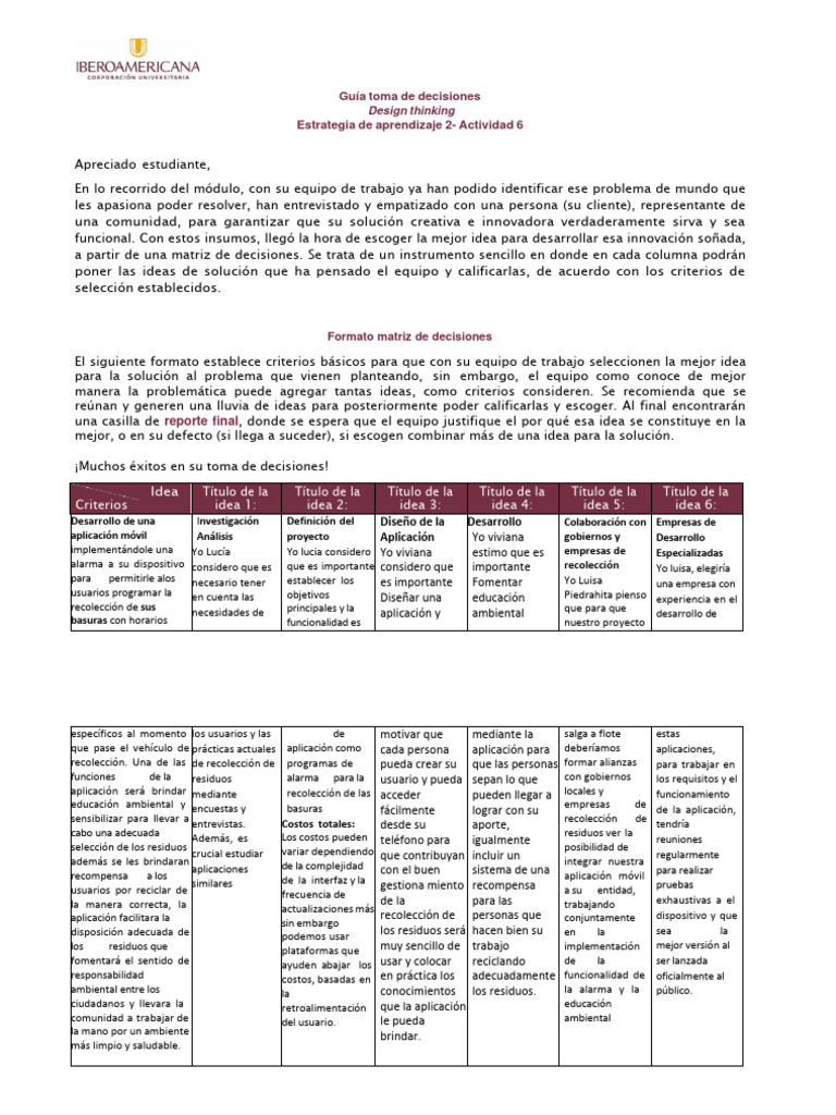 Matriz Decisiones | PDF | Software de la aplicacion | Aplicación movil