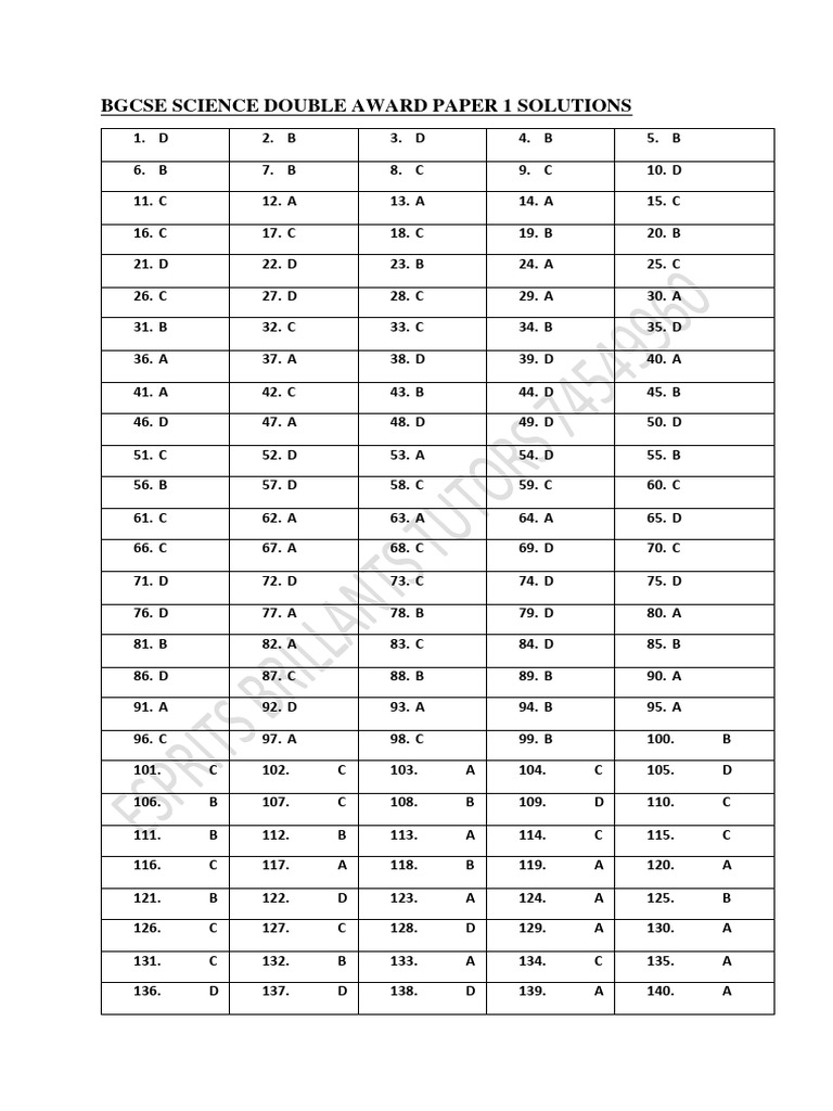 Bgcse Double Science Award Mark Scheme | PDF