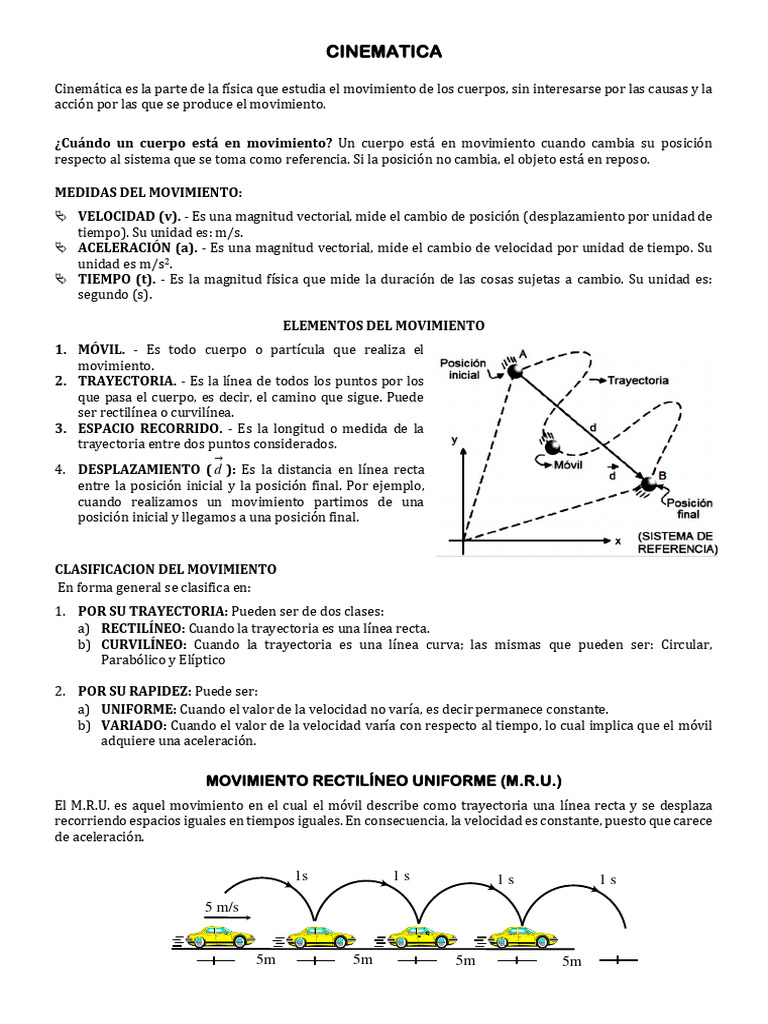 Cinematica Mru | PDF | Velocidad | Cinemática