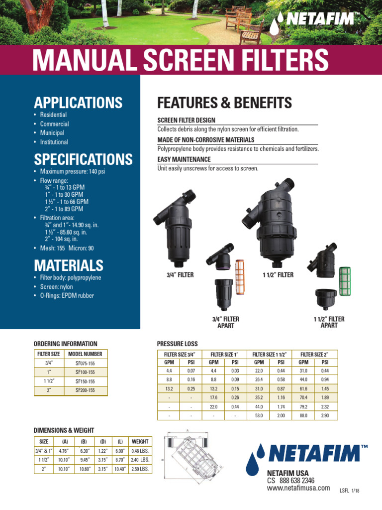 LSFL Manual Screen Filters | PDF | Filtration | Industrial Processes