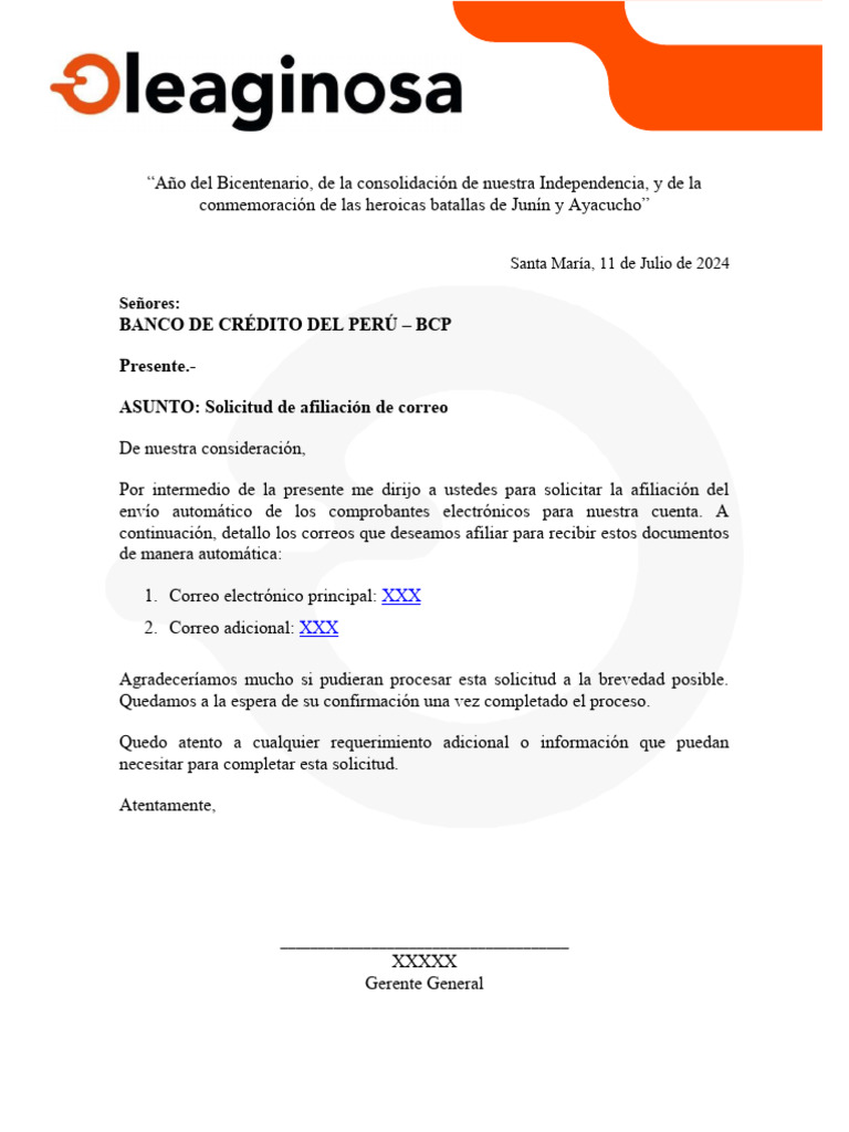 Modelo Carta BCP | PDF | Ciencias sociales | Derecho