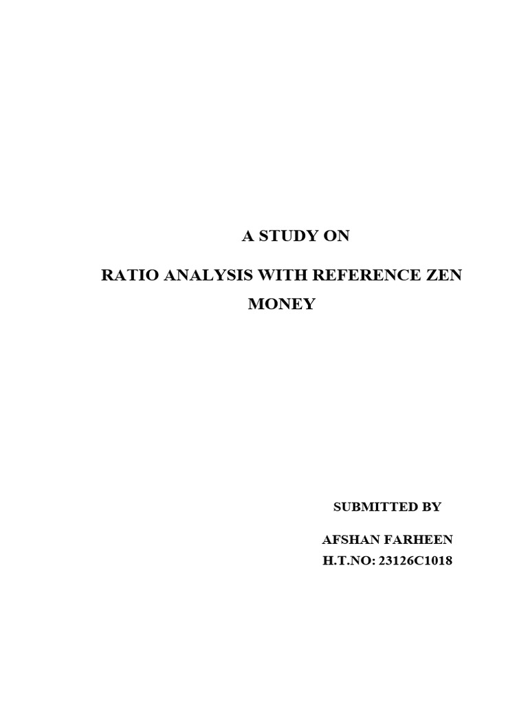 Ratio Analysis Study of Zen Money | PDF | Futures Contract | Derivative ...