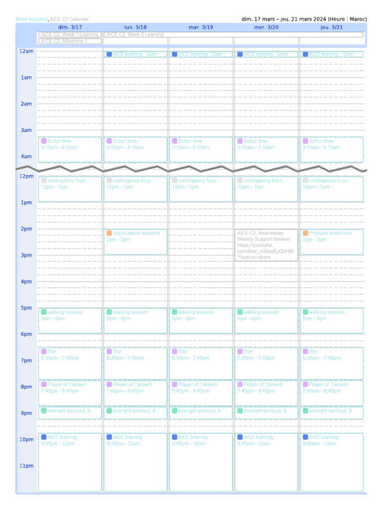 AiCE Work Schedule | PDF