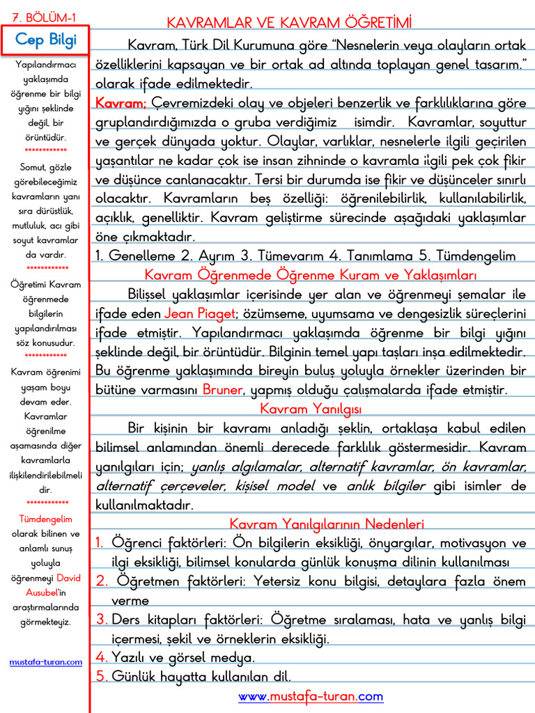 Bolum Kavramlar Ve Kavram Ogretimi 1 | PDF