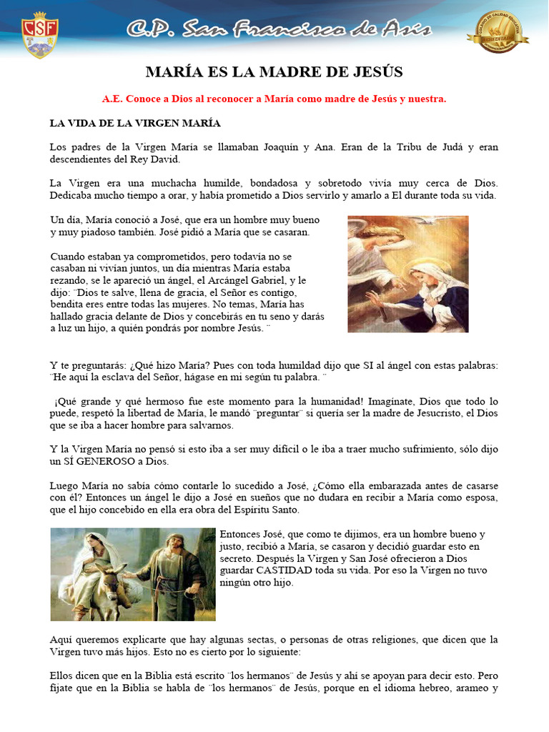 La Virgen María: Vida y Virtudes | PDF | María, madre de Jesús | San José
