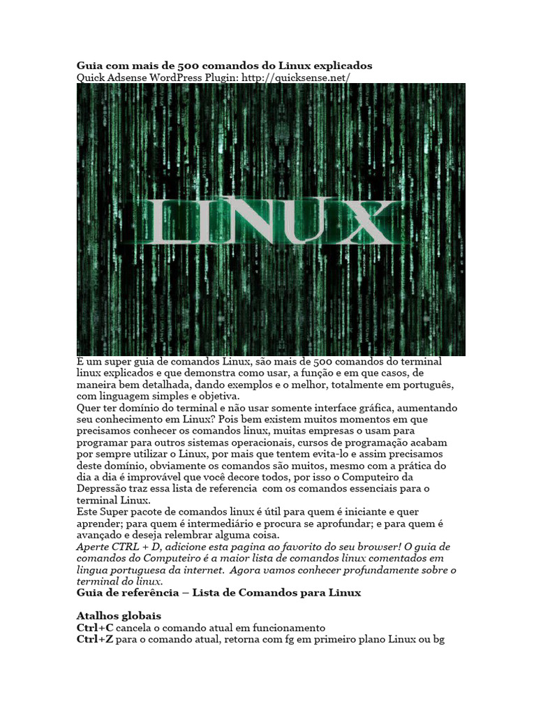Guia Com Mais de 500 Comandos Do Linux Explicados | PDF | Diretório ...
