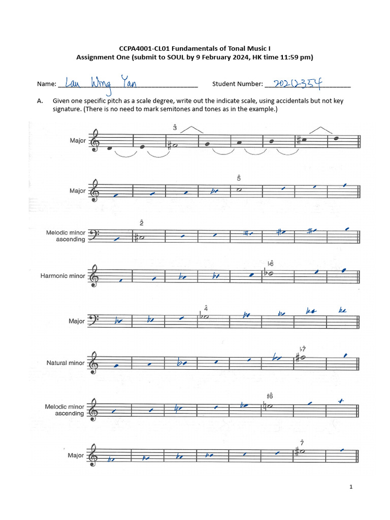 Fundamentals of Tonal Music Assignment | PDF | Scale (Music) | Melody