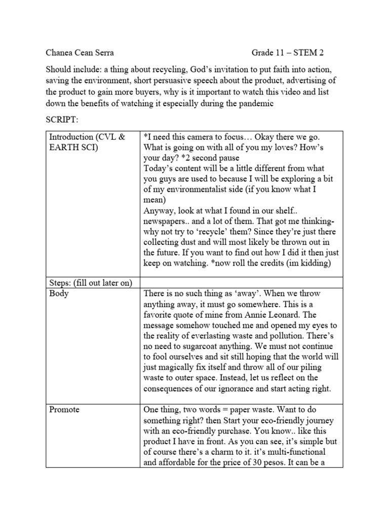 2ND Grading Script For Vlog. Chanea | PDF
