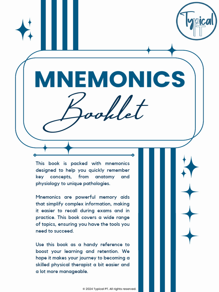 2024 NPTE Mnemonics - Typical PT | PDF | Thumb | Thorax