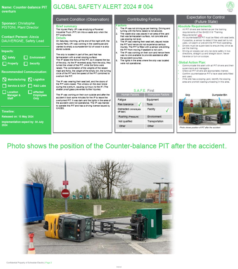 Safety Alert 004 - HiPoS Counter Balance PIT Overturn | PDF | Seat Belt ...