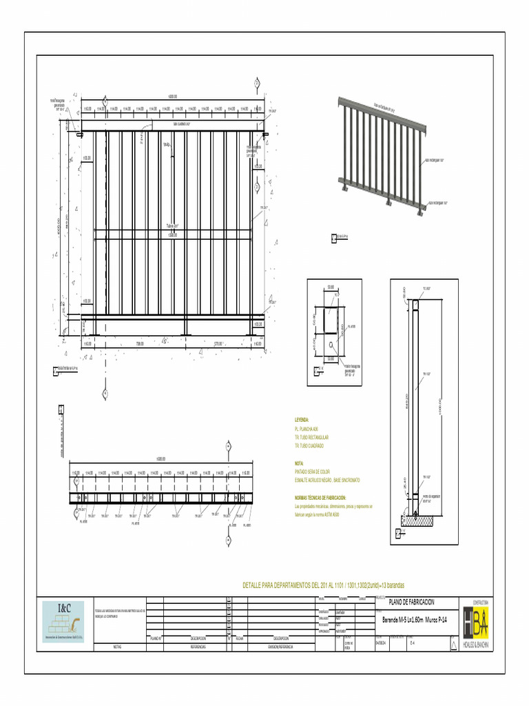 Especificaciones de Barandas M-5 | PDF