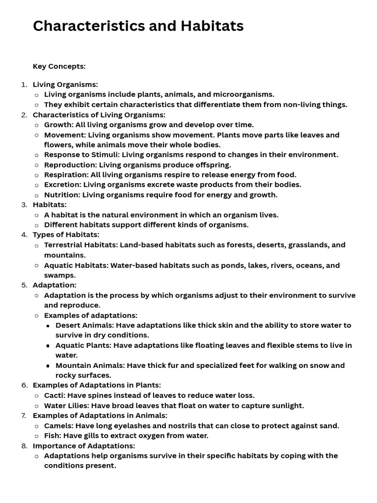 Class 6 CBSE Science - Chapter 9 The Living Organisms - Characteristics ...