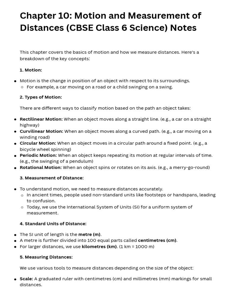 Chapter 10 Motion and Measurement of Distances (CBSE Class 6 Science ...