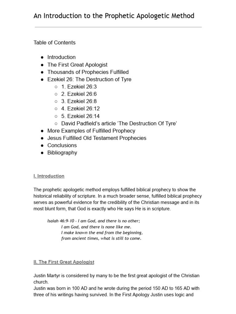 An Introduction To The Prophetic Apologetic Method | PDF | Bible ...