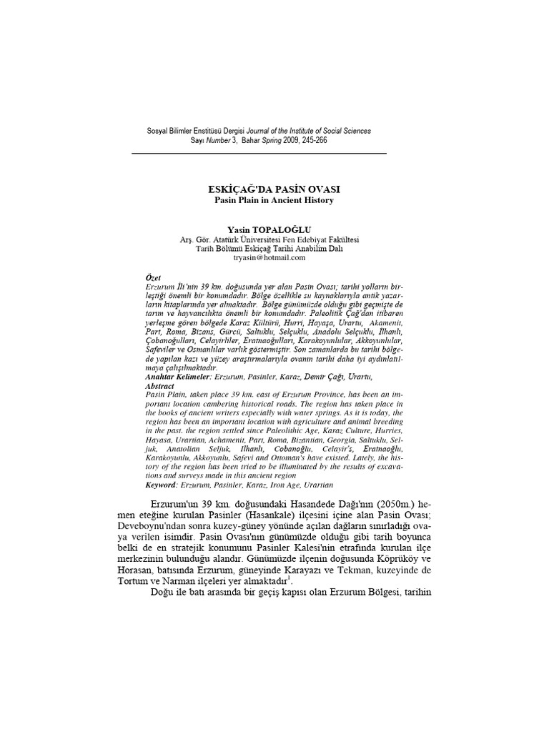 Yasin Topaloğlu - Eskiçağda Pasin Ovası | PDF