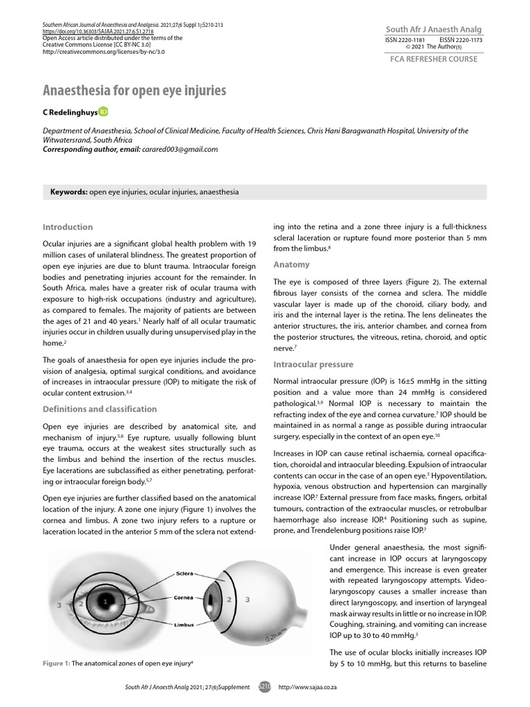 Open Eye Surgeries Anesthesia | PDF | Human Eye | Cornea