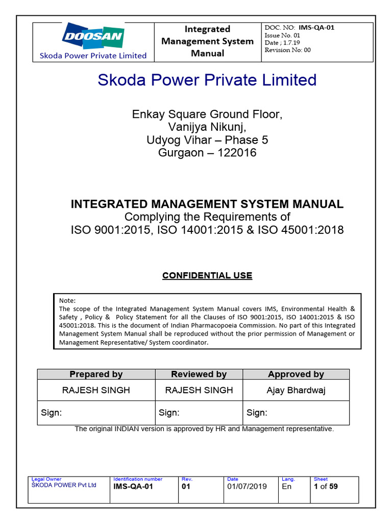 Ims Manual 2019 Importantl | PDF | Risk | Occupational Safety And Health