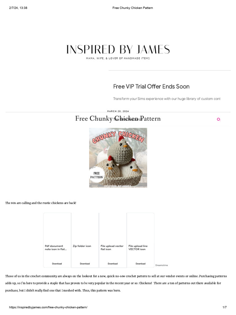 Free Chunky Chicken Crochet Pattern | PDF | Crochet | Yarn
