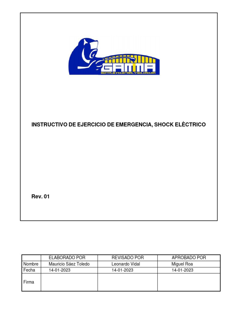 INSTRUCTIVO EJERCICIO DE EMERGENCIA SHOCK ELECTRICO GAMMA (2) (1 ...