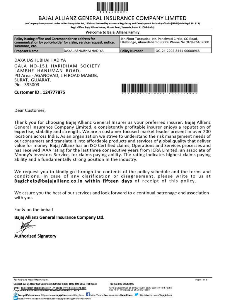 Bajaj | PDF | Insurance | Cheque