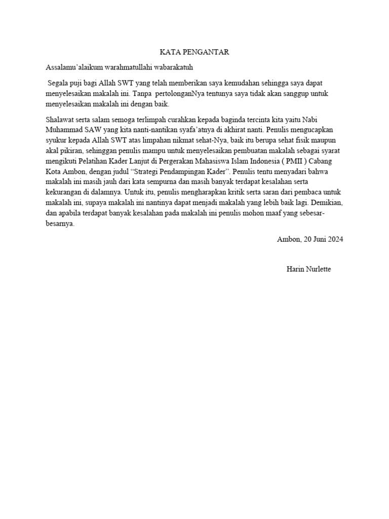 KATA PENGANTAR Makalah PKL | PDF