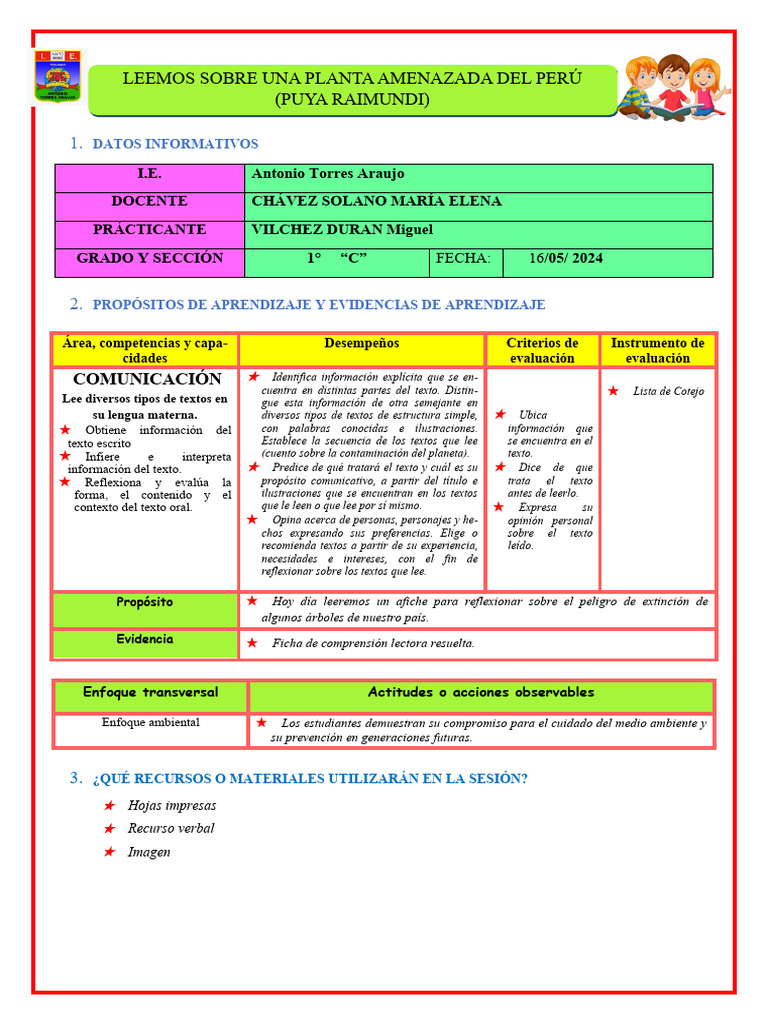 Sesión La Tierra Está Enferma - Plan Lector | PDF | Pedagogía | Lectura ...